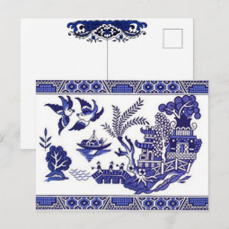 Classic Blue Willow Design Postcard | Zazzle