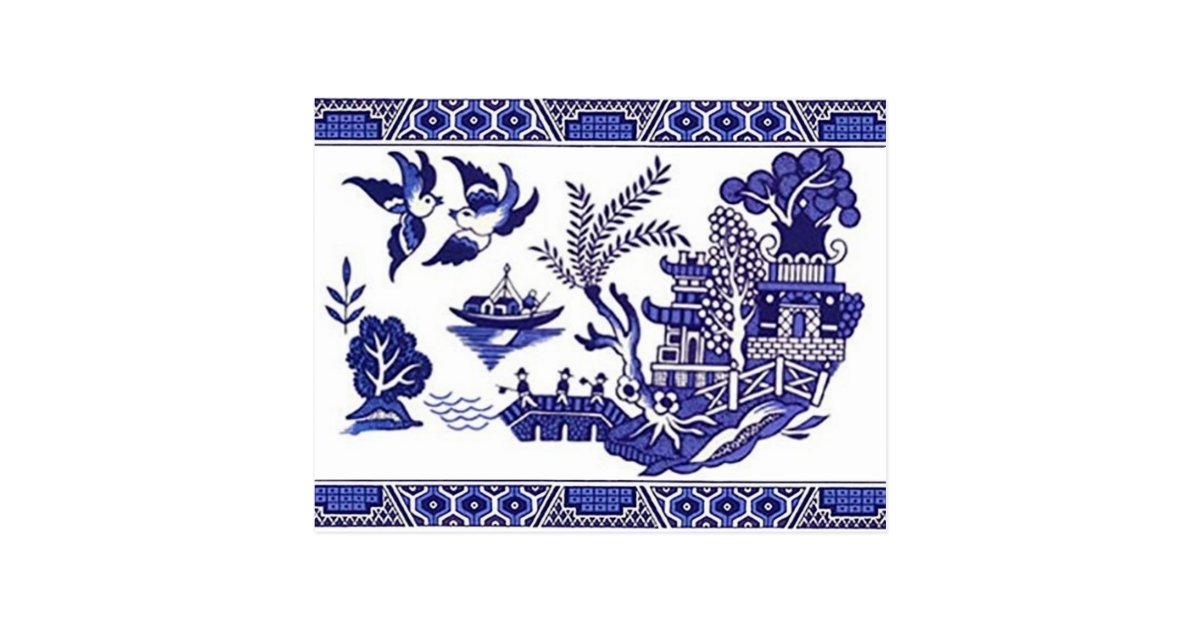 Classic Blue Willow Design Postcard | Zazzle.com