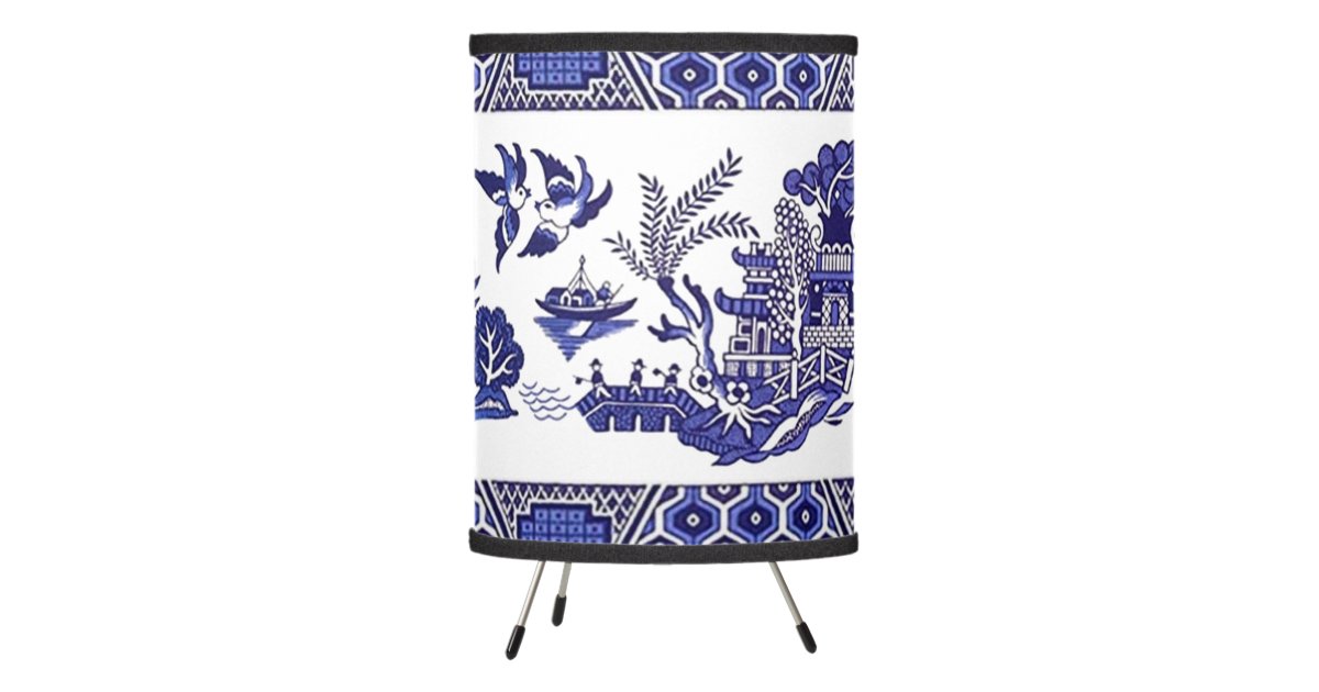 Classic Blue Willow Design Tripod Lamp | Zazzle