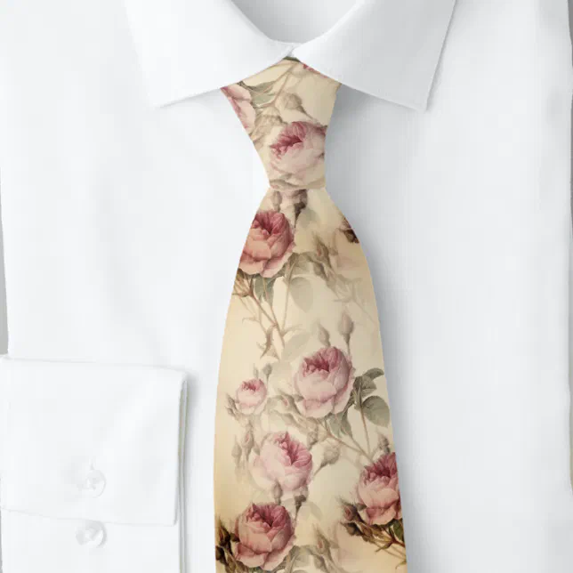Classic Blush Pink Rose Flower | Neck Tie | Zazzle