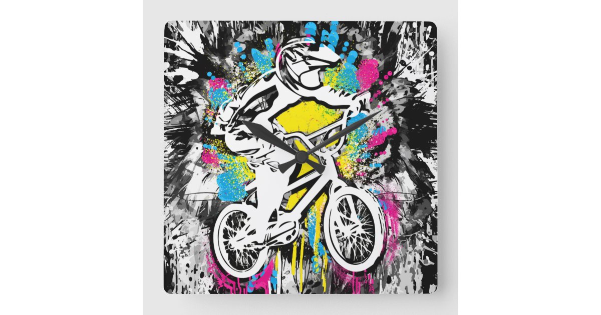 Classic Bmx Bike - Bmx Freestyle Bmx Square Clock | Zazzle