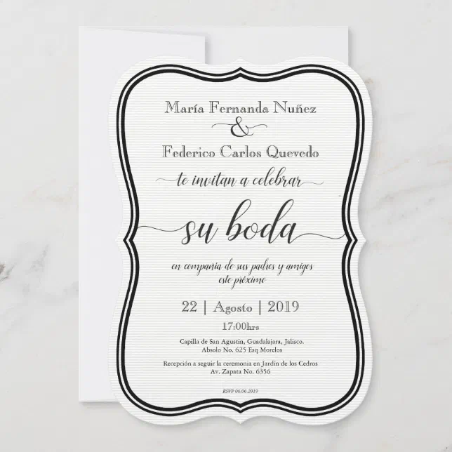 CLASSIC BODA Editable Spanish wedding invitation | Zazzle