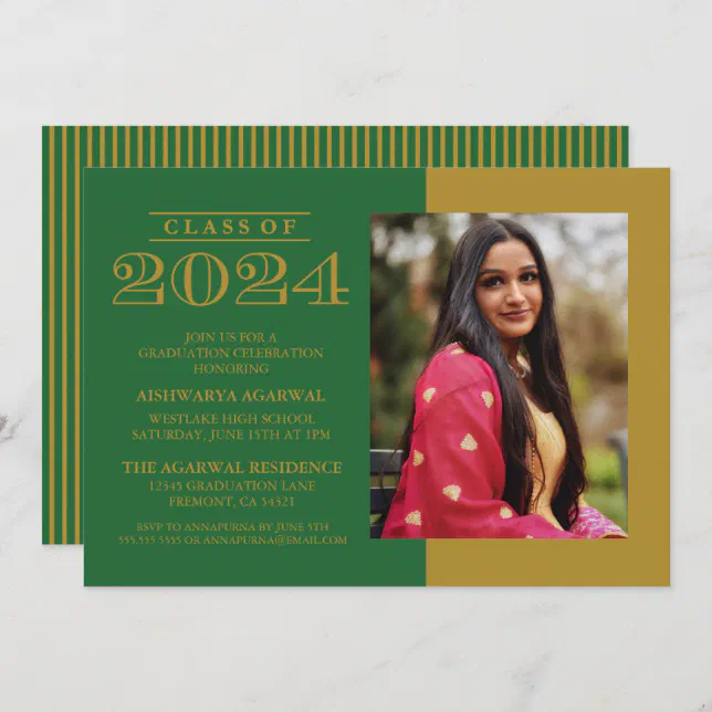CLASSIC BOLD CLASS OF 2024 GRADUATION INVITATION | Zazzle