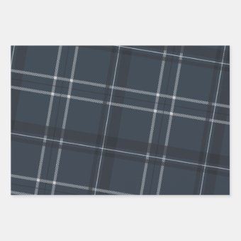 Classic bold navy blue plaid and stars wrapping paper sheets | Zazzle