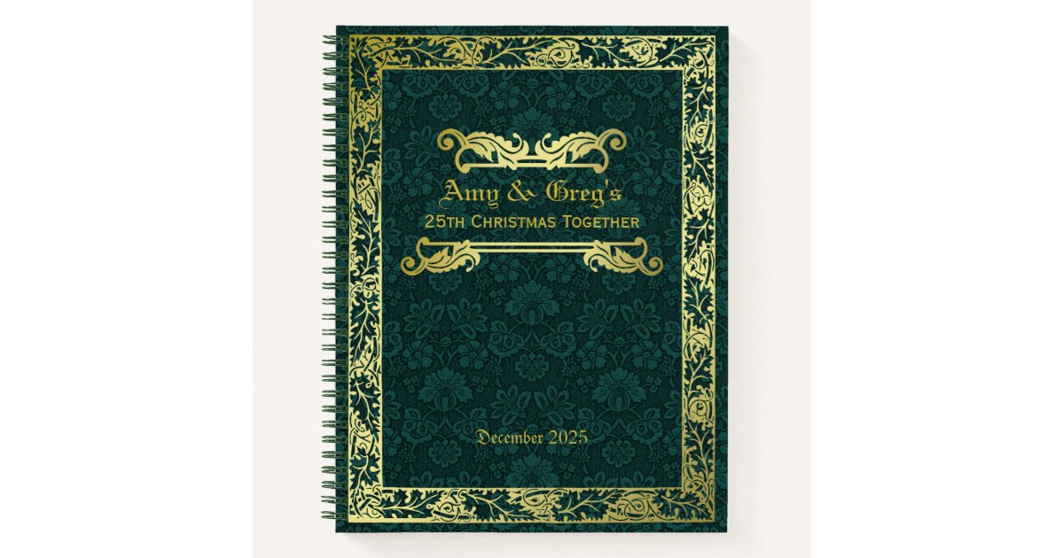 Classic Book Cover Gold Foliage Green Damask | Zazzle