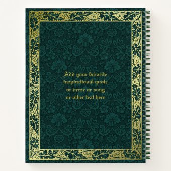 Classic Book Cover Gold Foliage Green Damask | Zazzle