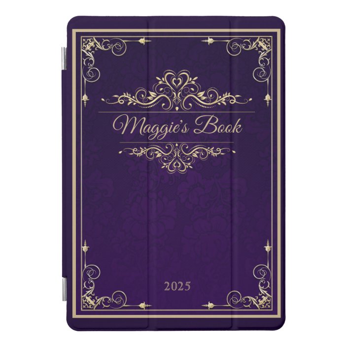 Classic Book Cover Purple Damask Gold Ornament | Zazzle.com
