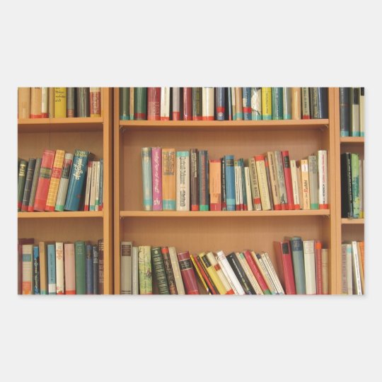 Classic book shelf pattern, bookcase,books,old rectangular sticker ...