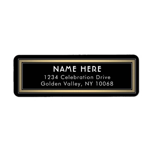 Classic Border Black Gold and White Return Address Label | Zazzle