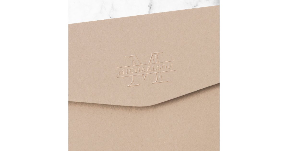 Classic Border Last Name Monogram Embosser | Zazzle