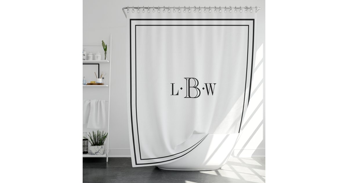 Classic Border Monogrammed Shower Curtain | Zazzle