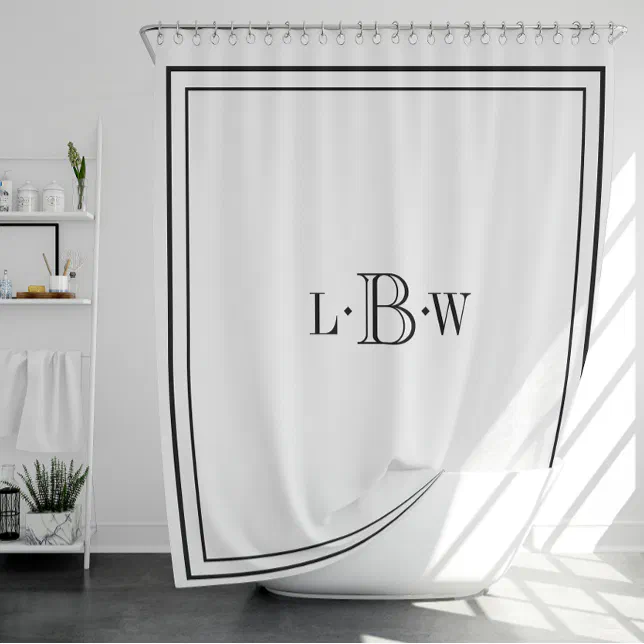 Classic Border Monogrammed Shower Curtain | Zazzle