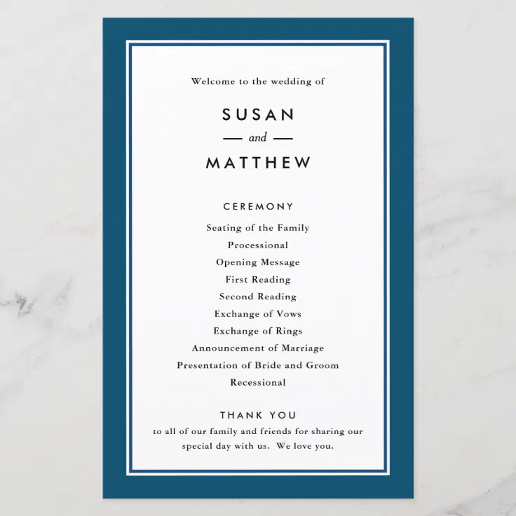 Classic Border Navy Blue, Paper Program | Zazzle