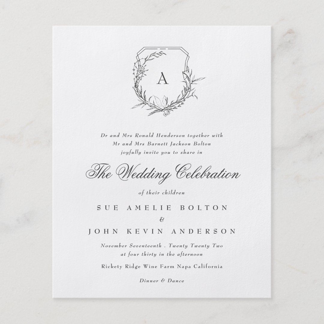 classic botanical floral monogram crest Budget Flyer | Zazzle