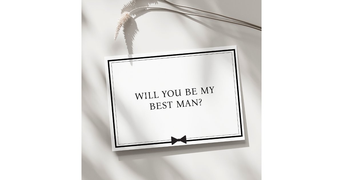 Classic Bowtie Black and White Best Man Proposal Card | Zazzle