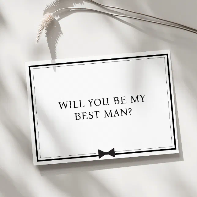 Classic Bowtie Black and White Best Man Proposal Card | Zazzle