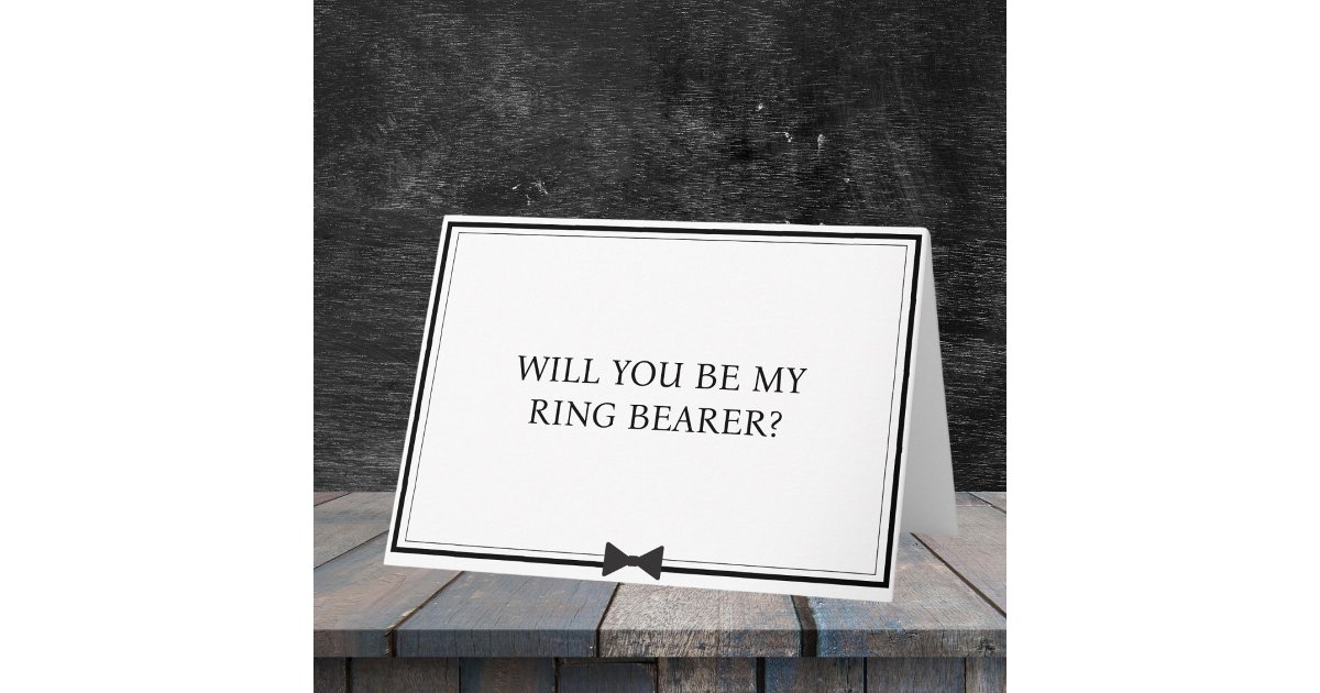 Classic Bowtie Minimalist Ring Bearer Proposal Card | Zazzle