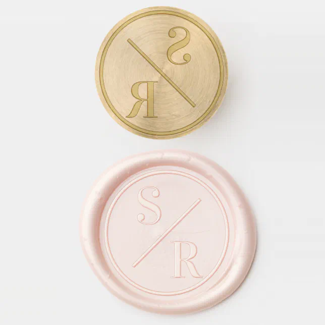 Classic Bride and Groom Diagonal Wedding Monogram Wax Seal Stamp | Zazzle