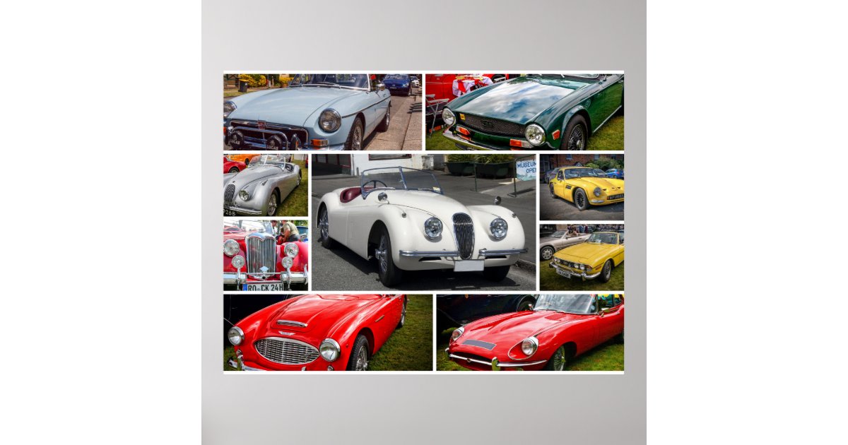 Classic British Sports Cars Poster | Zazzle