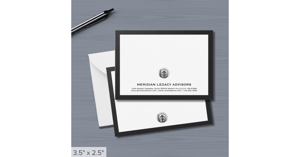 Classic Brushed Silver Logo Note Card | Zazzle