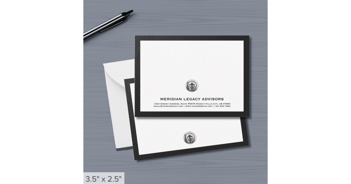Classic Brushed Silver Logo Note Card | Zazzle