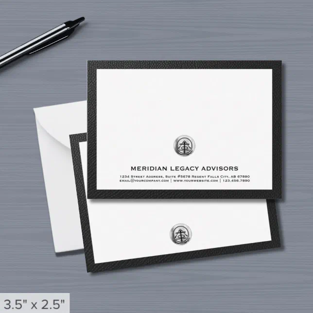 Classic Brushed Silver Logo Note Card | Zazzle