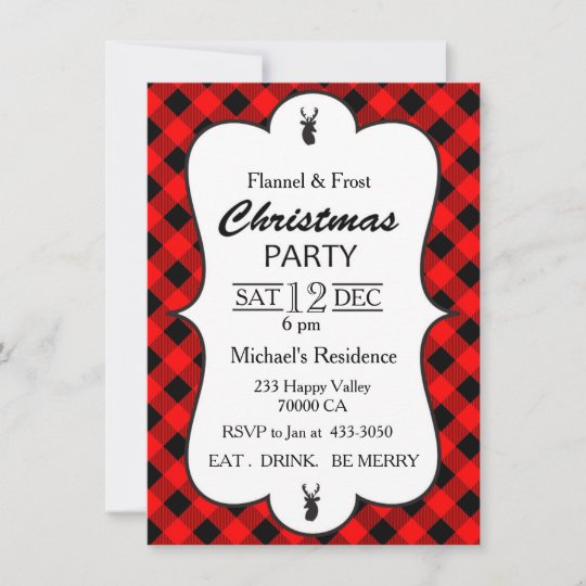 Classic Buffalo Plaid Christmas Party Invitation | Zazzle.com