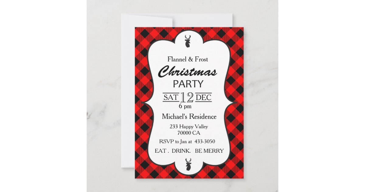 Classic Buffalo Plaid Christmas Party Invitation | Zazzle