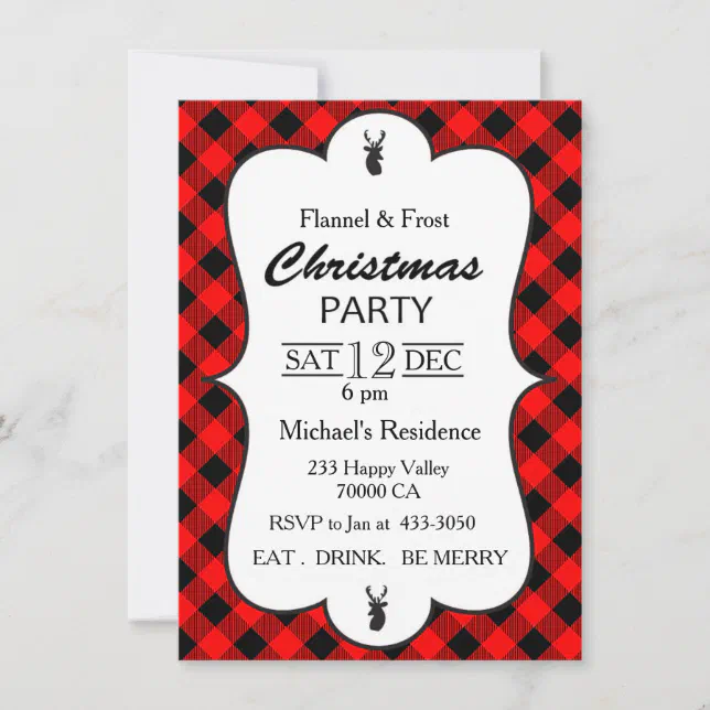 Classic Buffalo Plaid Christmas Party Invitation | Zazzle