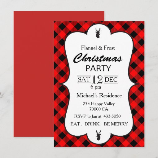 Classic Buffalo Plaid Christmas Party Invitation | Zazzle