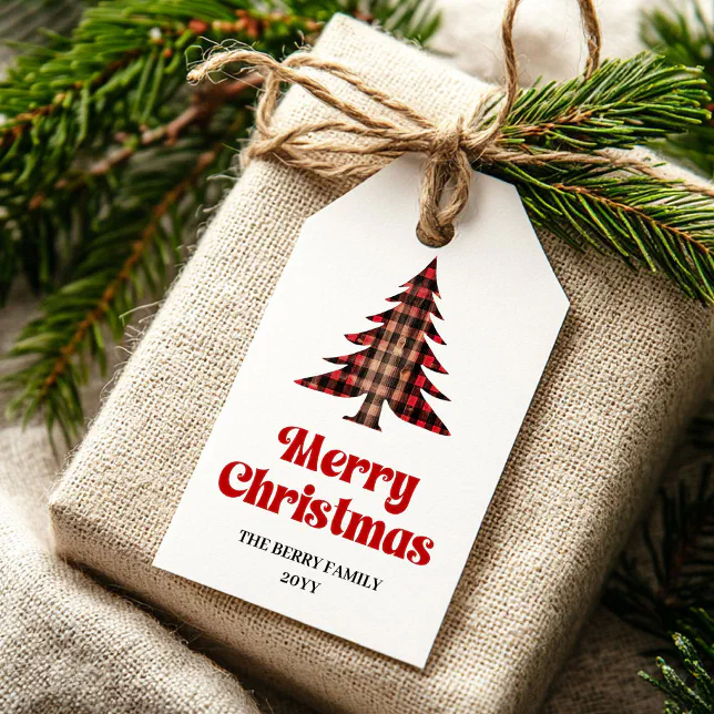 Classic Buffalo Tree Holiday Name Tag | Zazzle