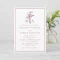 Classic Burgundy Calla Lily Monogram Wedding Invitation | Zazzle
