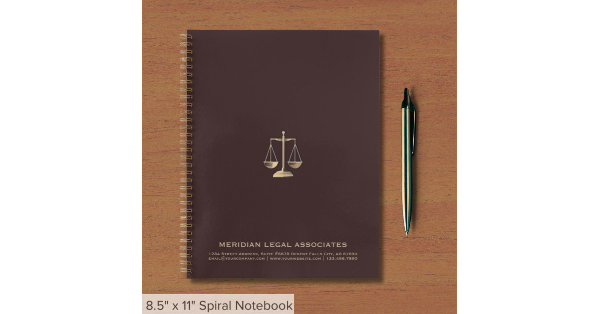 Classic Burgundy Gold Scales of Justice Notebook | Zazzle