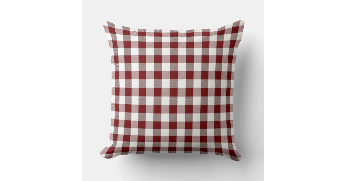 Classic Burgundy Red Gingham Throw Pillow | Zazzle