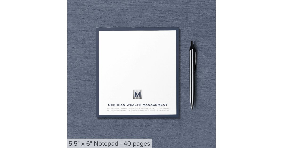 Classic Business Notepad with Company Monogram | Zazzle