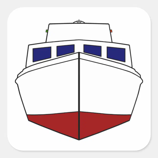 Classic Cabin Cruiser Fishing Boat Square Sticker | Zazzle