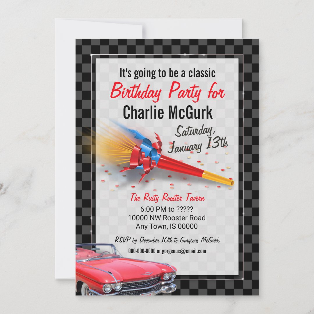 CLASSIC CADILLAC Birthday Party Invitation | Zazzle