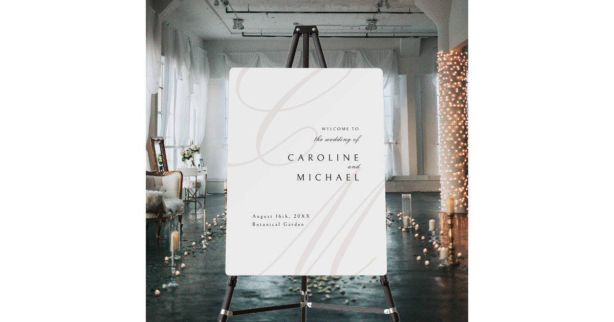 Classic Calligraphy Monogram Wedding Welcome Sign | Zazzle