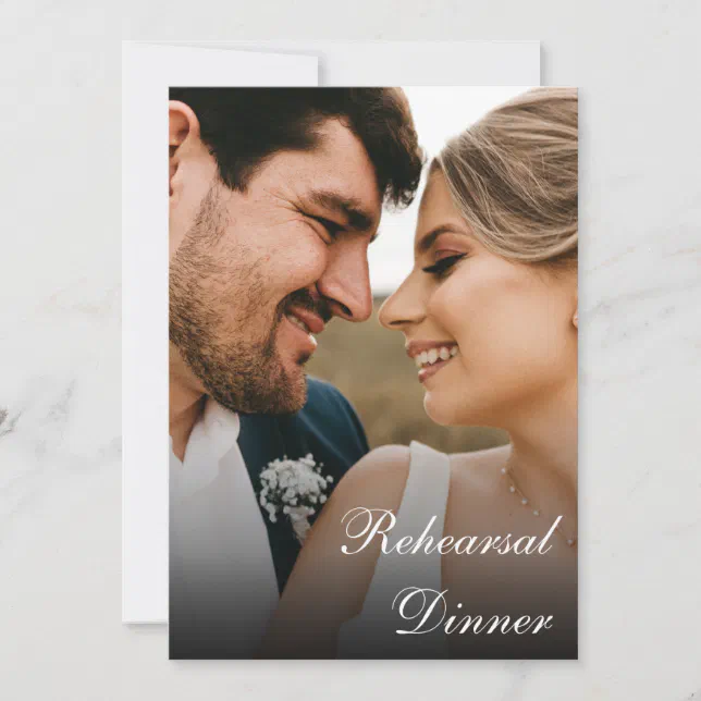 Classic Calligraphy Script Photo Rehearsal Dinner Invitation | Zazzle
