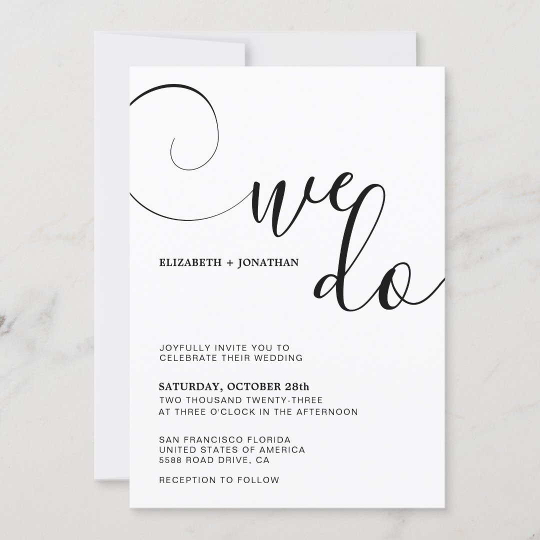 Classic Calligraphy Script We Do Wedding Invitation | Zazzle