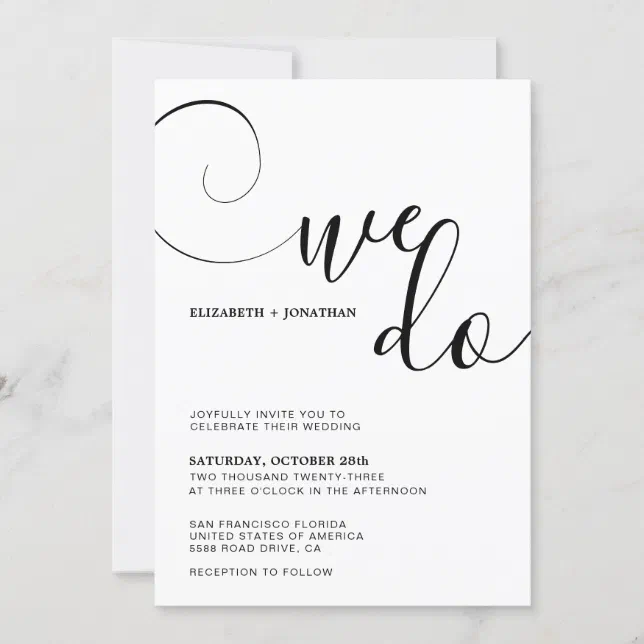 Classic Calligraphy Script We Do Wedding Invitation | Zazzle