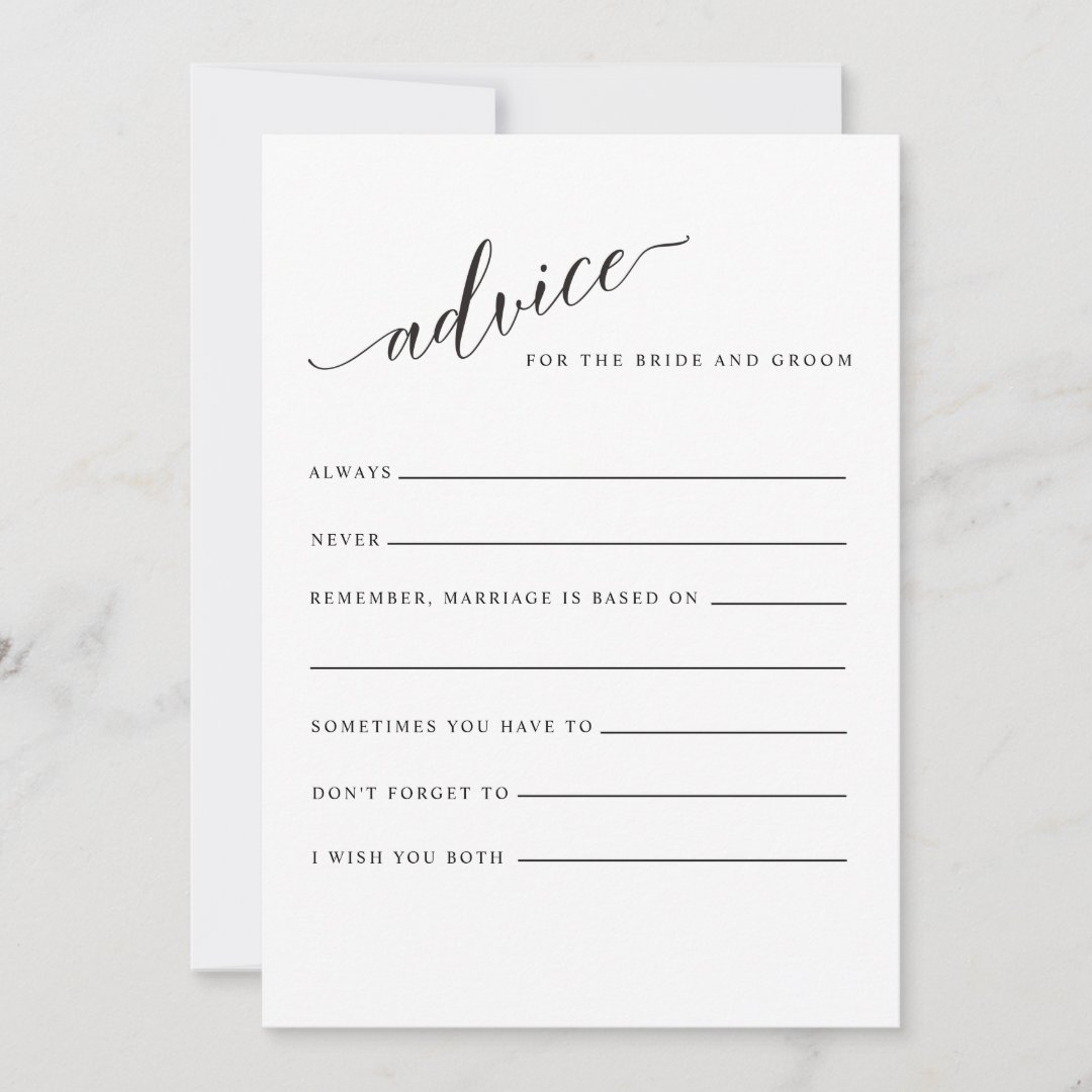 Classic Calligraphy Script Wedding Advice Card | Zazzle