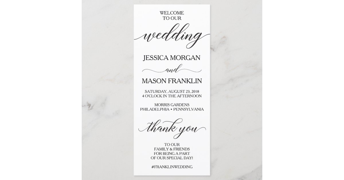 Classic Calligraphy Script Wedding Program | Zazzle