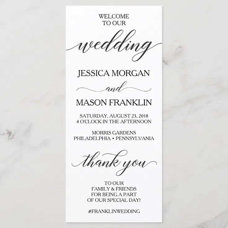 Classic Calligraphy Script Wedding Program | Zazzle