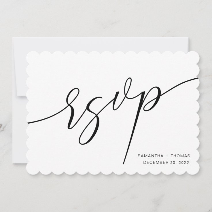 Classic Calligraphy Script Wedding RSVP Card | Zazzle