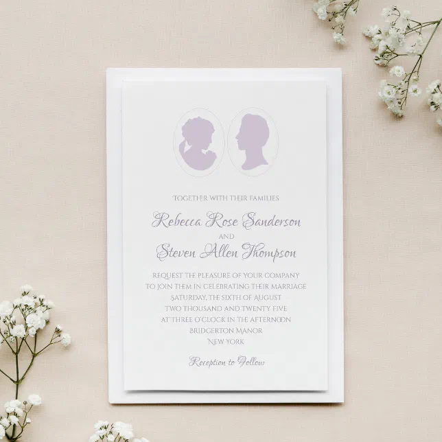 Classic Cameo Regency Purple Wedding Invitation | Zazzle