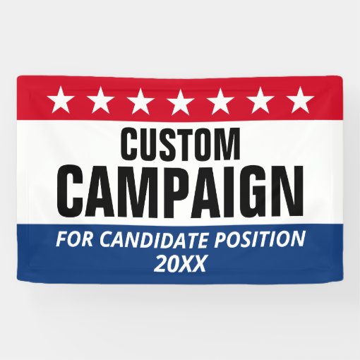 Classic Campaign Design Stars Custom Name Position Banner | Zazzle