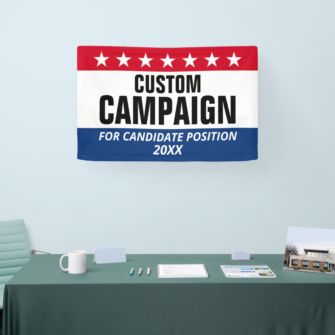 Classic Campaign Design Stars Custom Name Position Banner | Zazzle