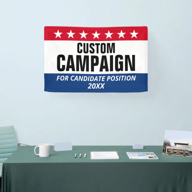Classic Campaign Design Stars Custom Name Position Banner | Zazzle