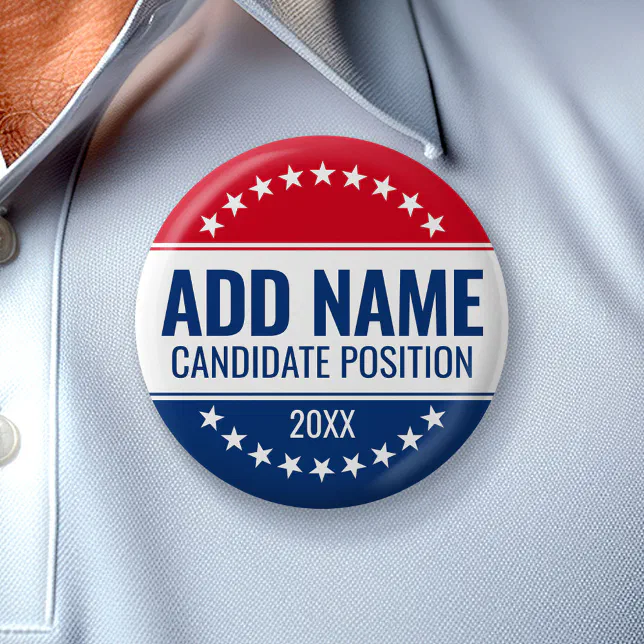 Classic Campaign Design Stars Custom Name Position Button | Zazzle